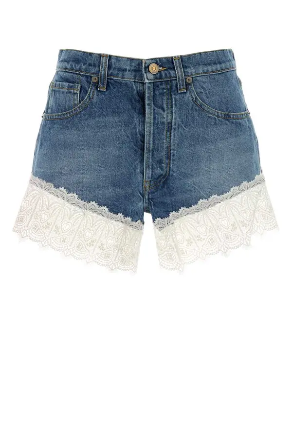 Alanui Denim Mini Shorts - Light Blue