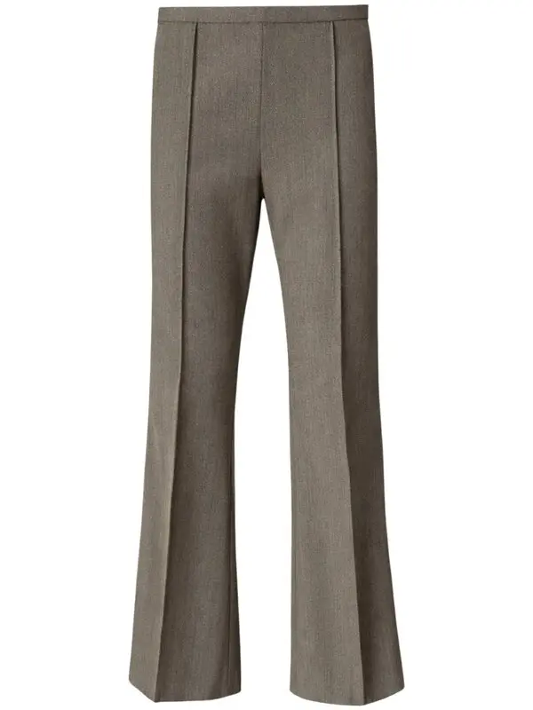 THE FRANKIE SHOP Dessa Front Pleat Flared Wool Trousers With Back Welt Pockets - Beige