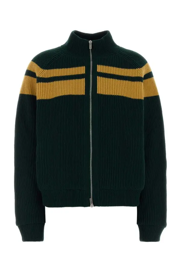 Miu Miu Bottle Green Virgin Wool Cardigan - Blue