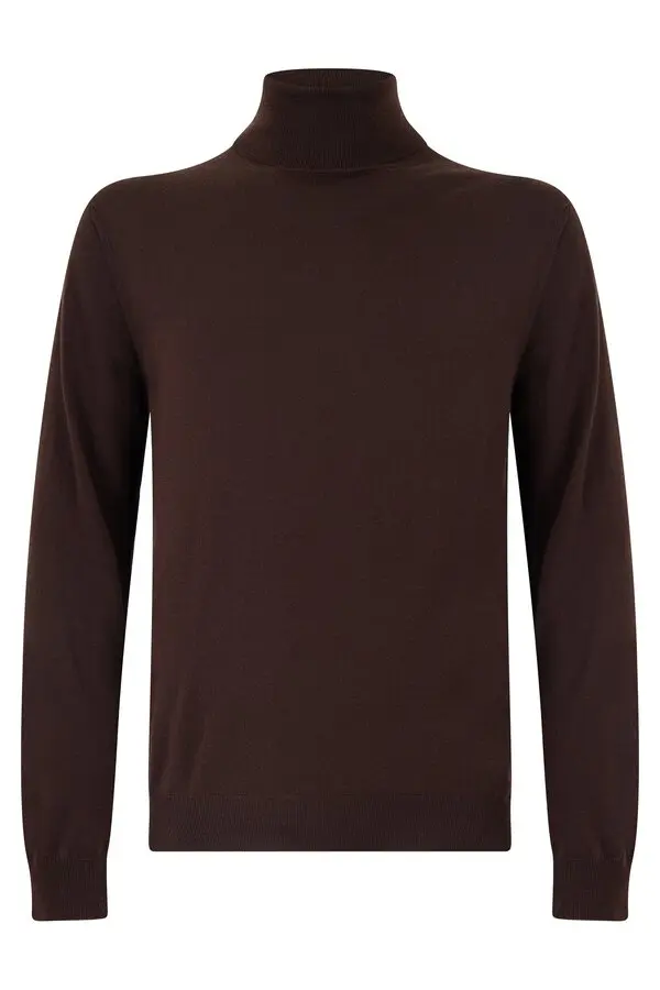 SLOWEAR High-collar Wool Sweater - Brown