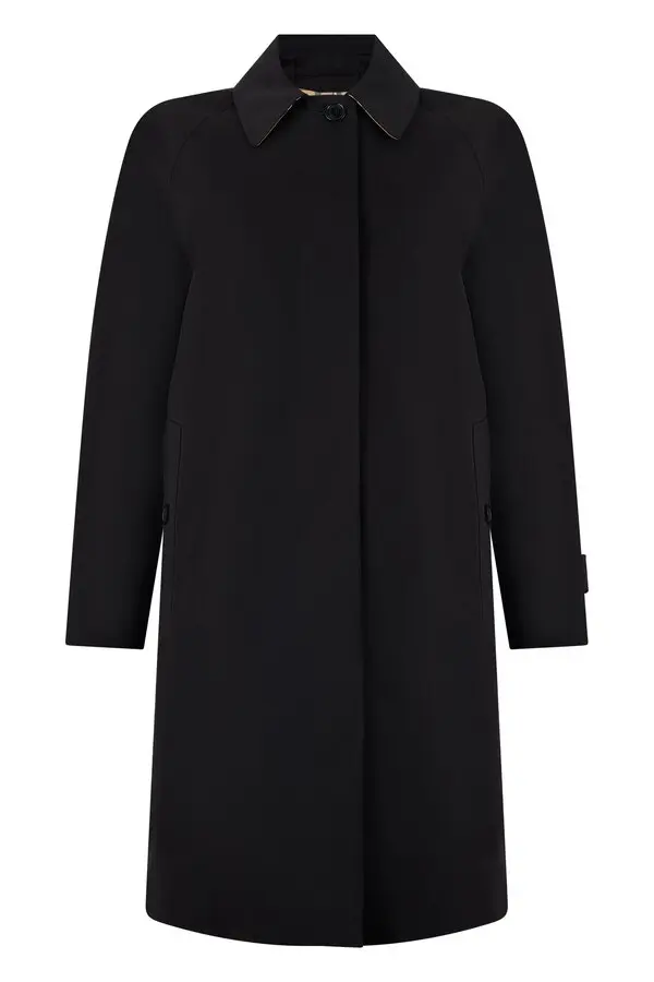 Burberry Long Cotton Trench Coat With Classic Collar - Black