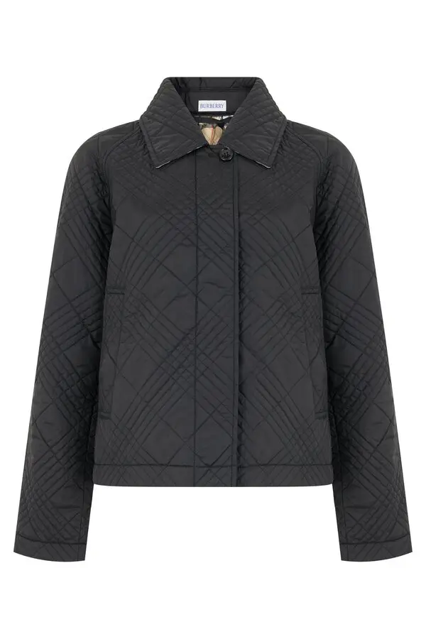 Burberry Quilted Button-front Jacket With Lapels