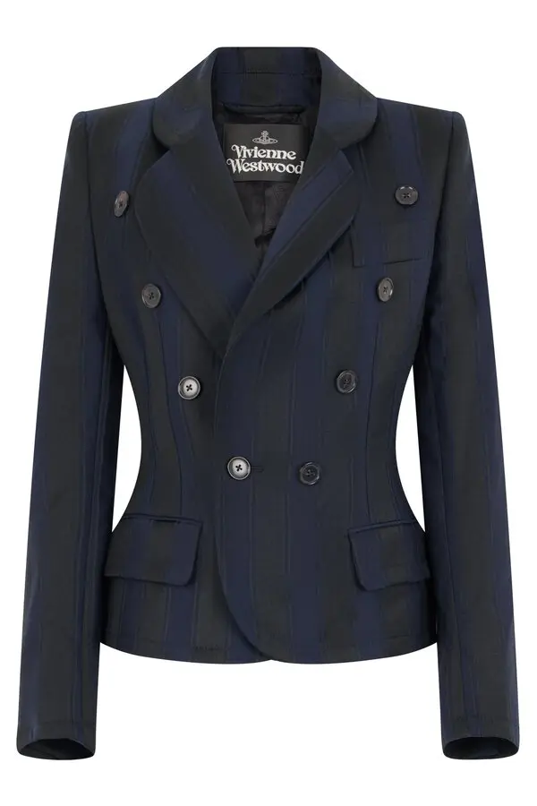 VIVIENNE WESTWOOD Striped Double-breasted Tailored Jacket - Blue