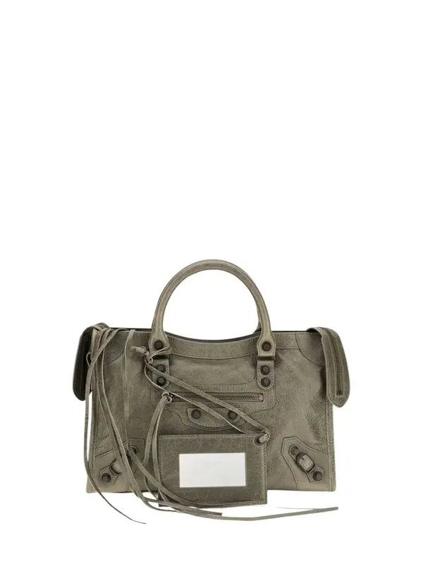 Balenciaga Leather Top Handle Bag With Mirror Detail - Green