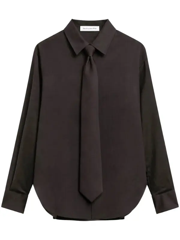 THE FRANKIE SHOP Peri Tie-detail Wool-blend Shirt For - Brown