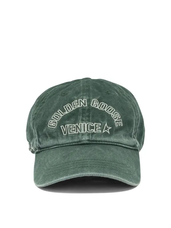 GOLDEN GOOSE Structured Embroidered Logo Baseball Cap For With Adjustable Back Buckle - Green