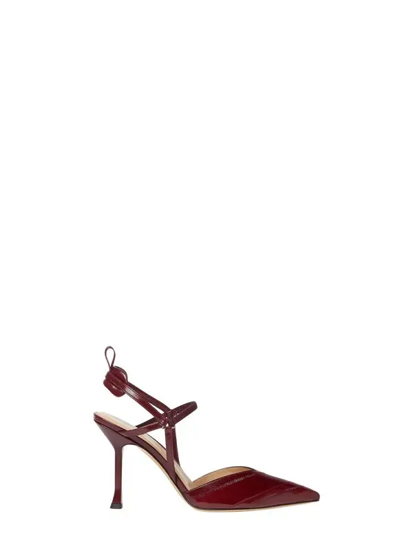 Fendi Very Colibrì Mini Slingback Pumps In Burgundy Calf Leather With 95mm Stiletto Heel - Bordeaux