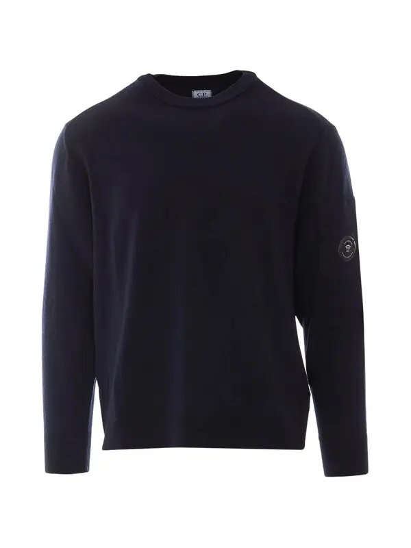C.P. COMPANY C. P. Company Wool Blend Crewneck Sweater With Sleeve Detail - Grey