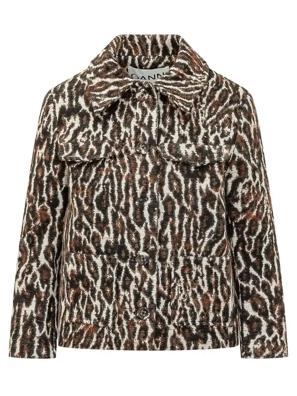 GANNI Leopard Jacquard Blazer