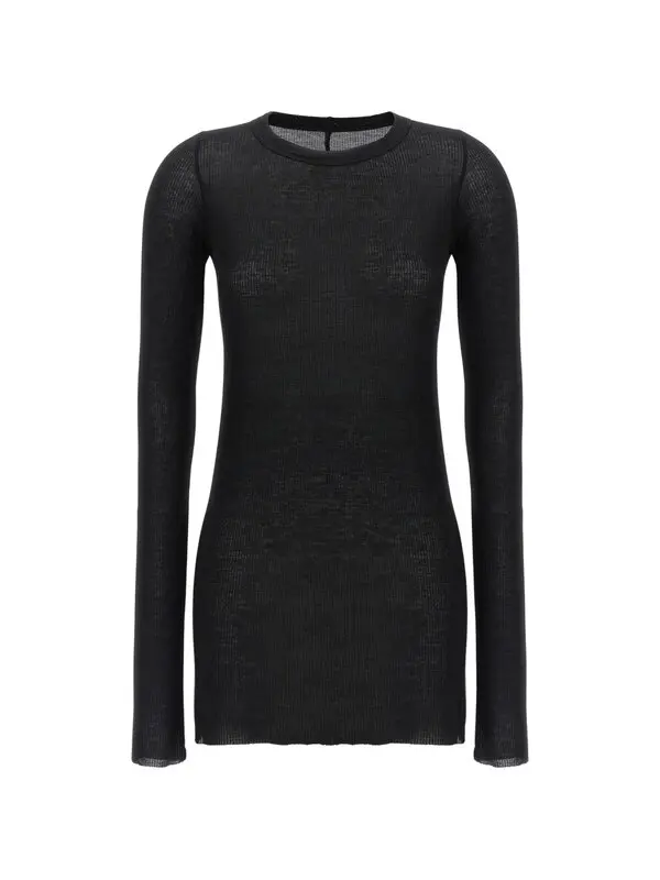 Rick Owens Ribbed Long-sleeve Crewneck Top - Black