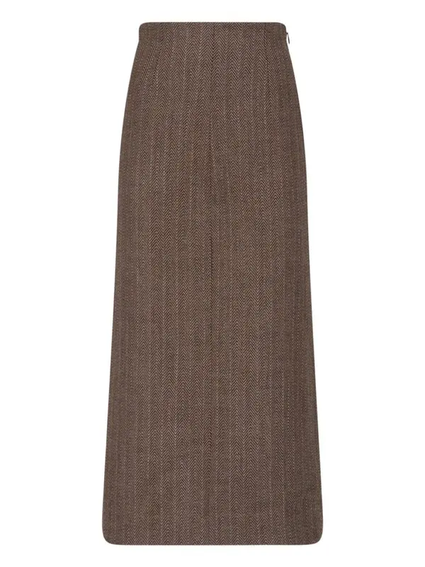 MAISON MARGIELA Herringbone Wool Maxi Skirt