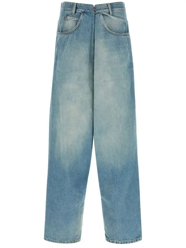 MAISON MARGIELA Wide-leg Wrap Jeans In Light Blue Washed Cotton Denim - Denim Blue