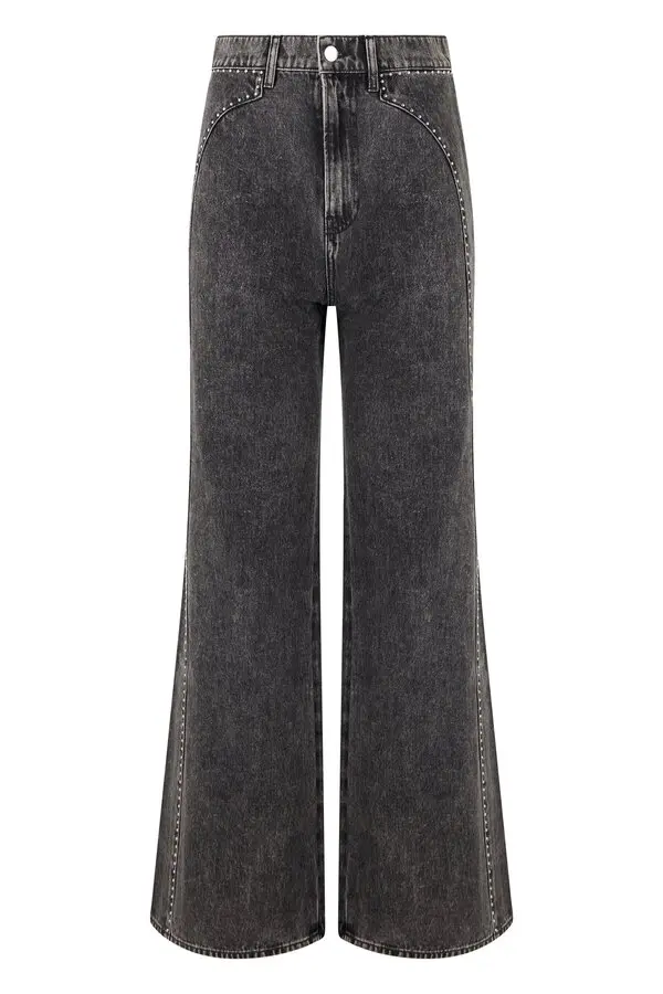 Veronica Beard Flared Jeans With Studs - Grey