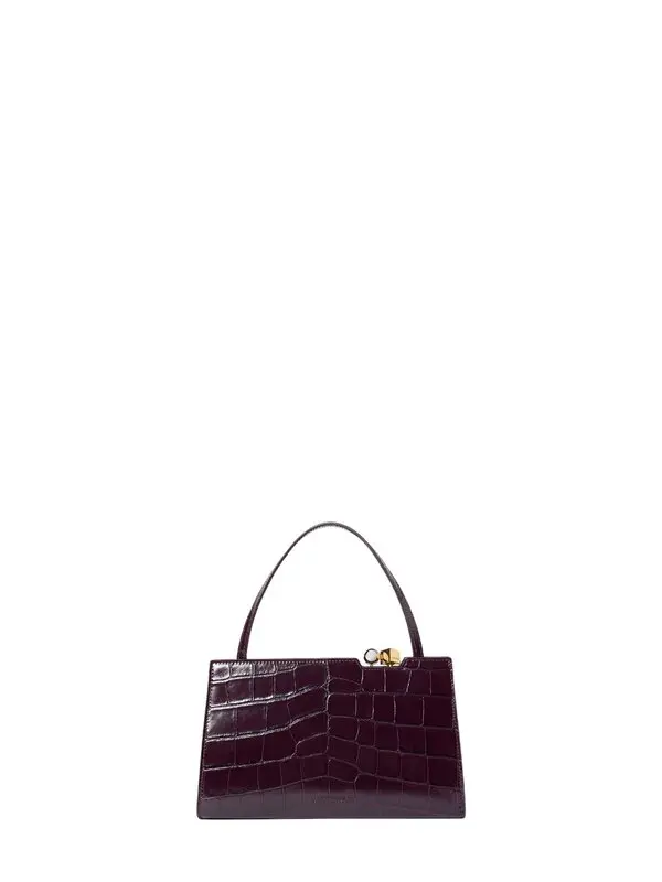 Jacquemus Salone Mini Zip-top Shoulder Handbag In Leather - Bordeaux