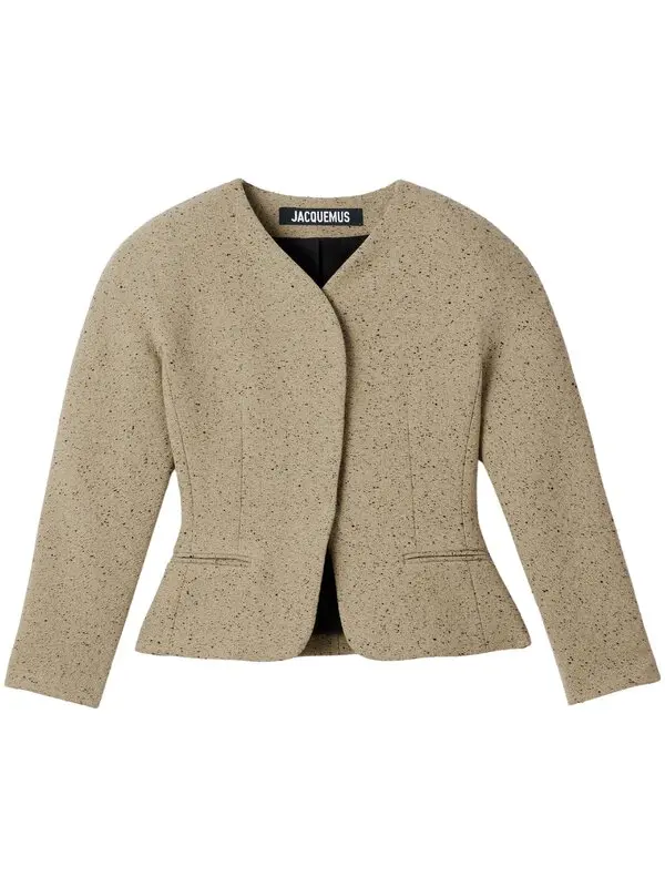 Jacquemus Oval Mini Blazer Jacket With Button Front - Beige