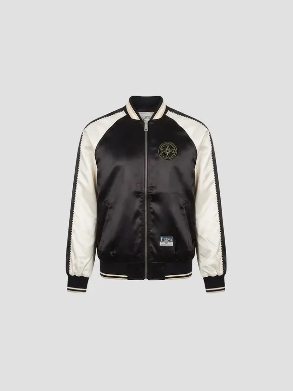 EVISU Embroidered Souvenir Jacket In Whale Motif Satin