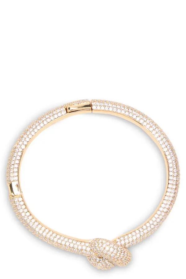 SELF-PORTRAIT Elegant Knot Crystal Bracelet With Metallic Finish - Gold