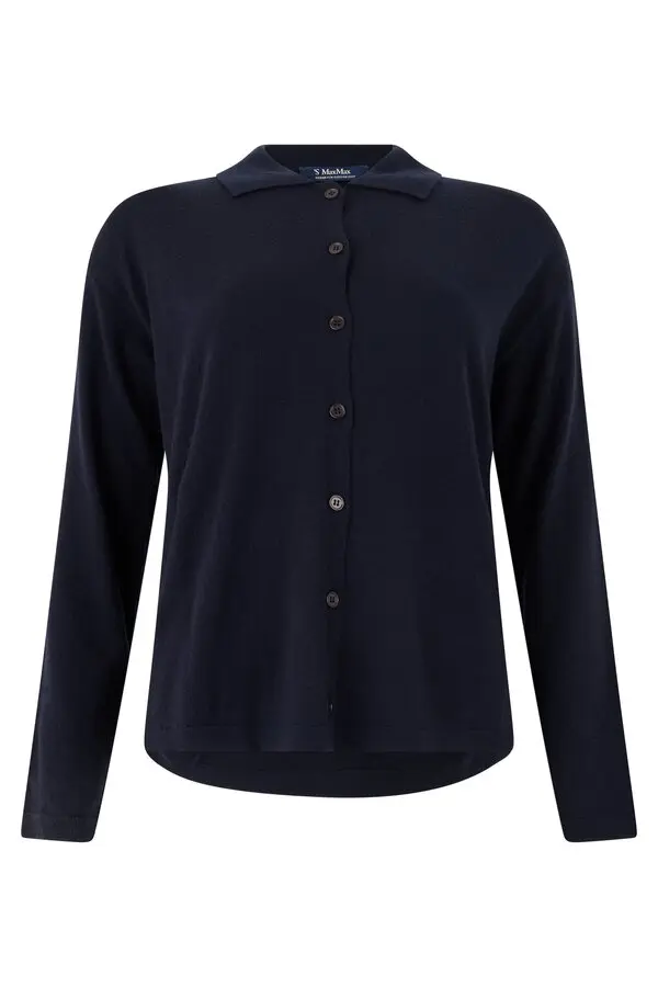 Max Mara Long-sleeve Button Polo Sweater - Blue