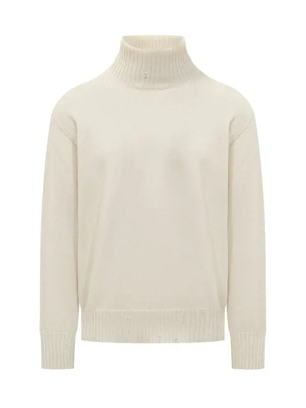 AMARANTO Dolcevita Knit Top With Soft Turtleneck - Panna