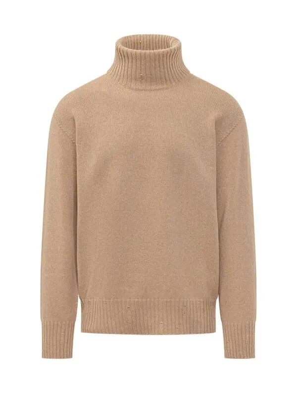 AMARANTO Dolcevita Knit Turtleneck Sweater - Cammello