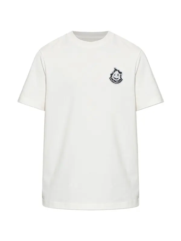 Moncler Logo Patch Crewneck T-shirt - Natural
