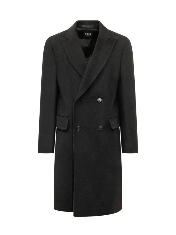 BOSS Alpaca-blend Peak Lapel Jacket - Black