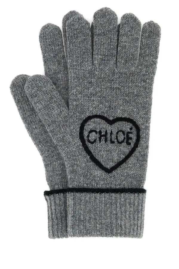 Chloé Wool Blend Cashmere Gloves For - Grey