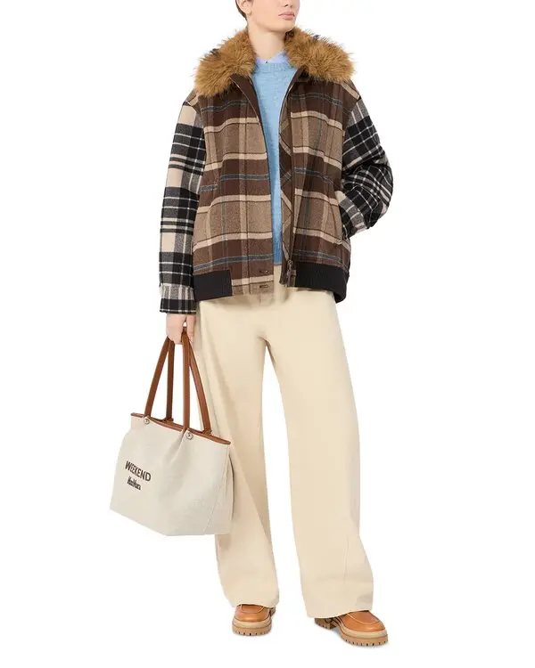 Max Mara Wkddivina Faux Fur Collar Bomber Jacket - Brown