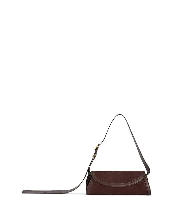 JIL SANDER Cannolo Small Suede Shoulder Bag - Chocolate