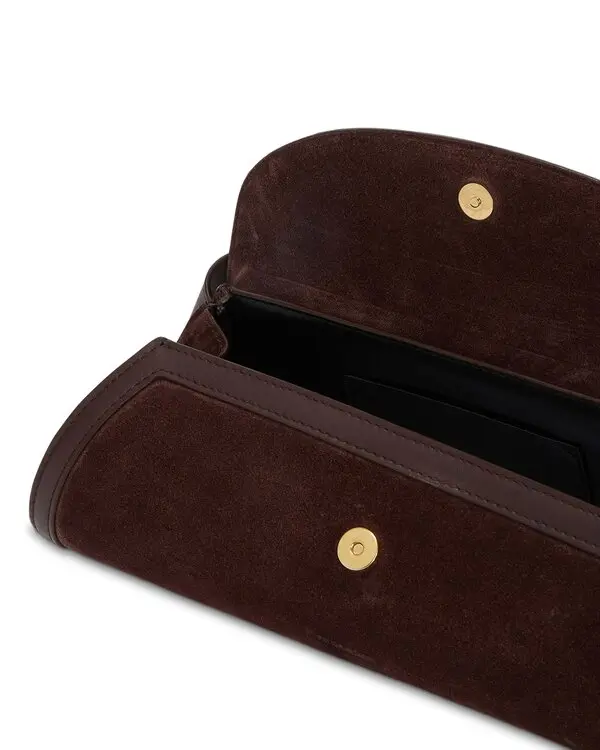 JIL SANDER Cannolo Small Suede Shoulder Bag - Chocolate