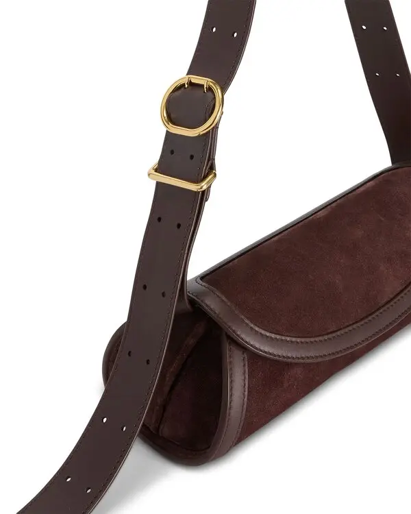 JIL SANDER Cannolo Small Suede Shoulder Bag - Chocolate