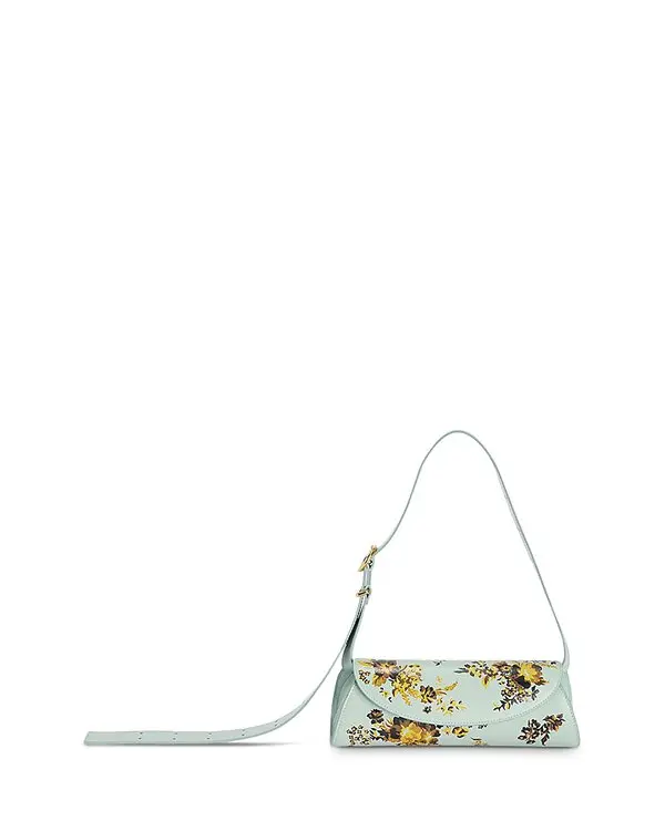 JIL SANDER Cannolo Small Floral Print Leather Shoulder Bag - Jade
