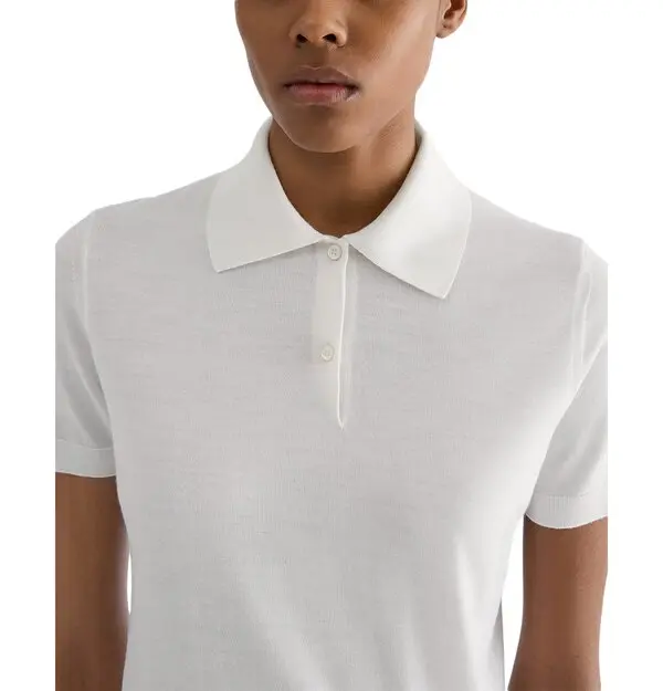 JIL SANDER Wool Knit Polo Tee - Piuma