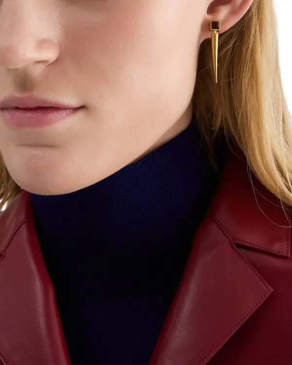 JIL SANDER Garnet Spiked Drop Earrings