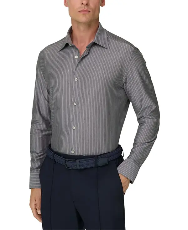 Boggi Milano Striped Japanese Jersey Regular Fit Polo Shirt - Navy Blue