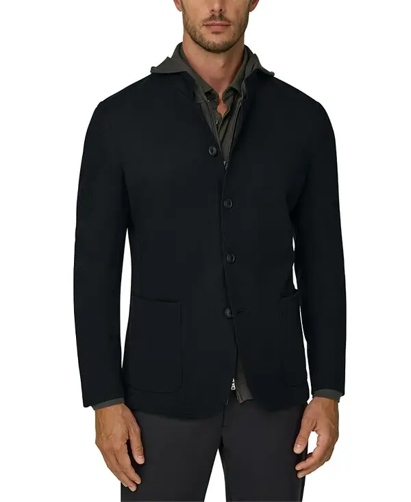 Boggi Milano Diagonal Wool Blend B Tech Blazer - Black