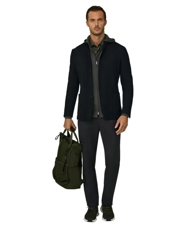 Boggi Milano Diagonal Wool Blend B Tech Blazer - Black