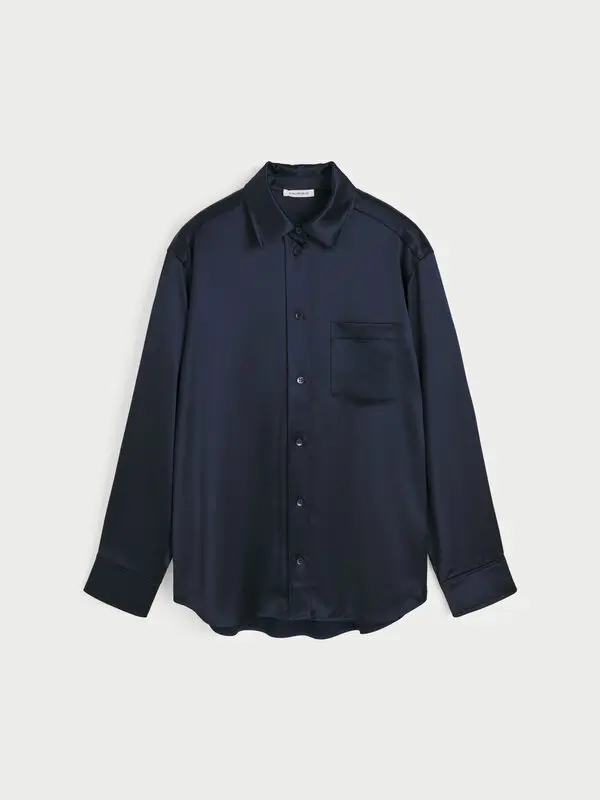 BY MALENE BIRGER Audrey Satin Shirt - Night Sky