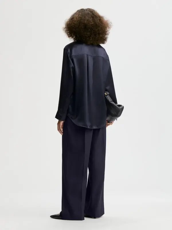 BY MALENE BIRGER Audrey Satin Shirt - Night Sky