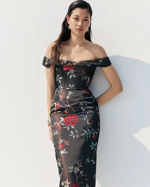 SAU LEE Joanna Jacquard Bodycon Gown