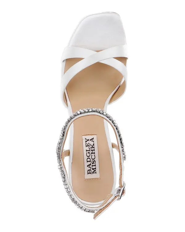Badgley Mischka Reagan Satin High Heel Sandals - White Satin