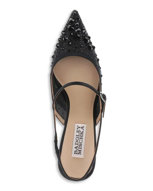 Badgley Mischka Rhylee Platform Slingback Pumps - Black Satin