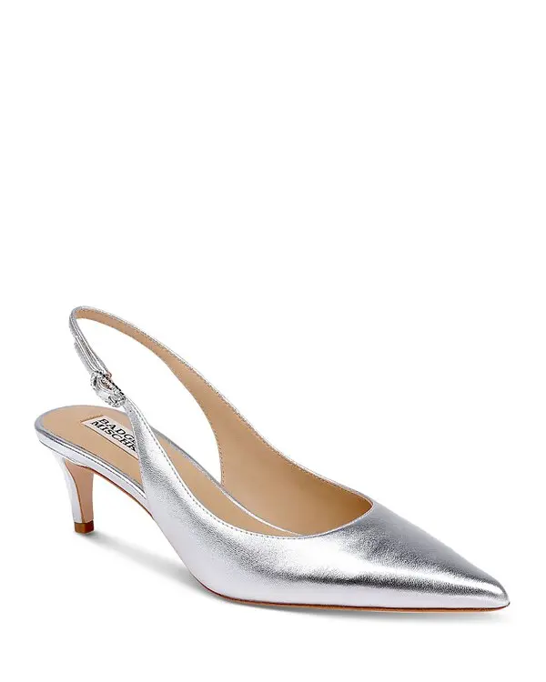 Badgley Mischka Ruthie Ii Patent Leather Slingback Pumps - Silver Metal