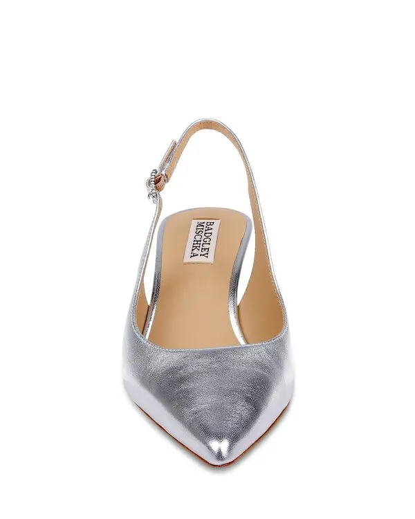 Badgley Mischka Ruthie Ii Patent Leather Slingback Pumps - Silver Metal