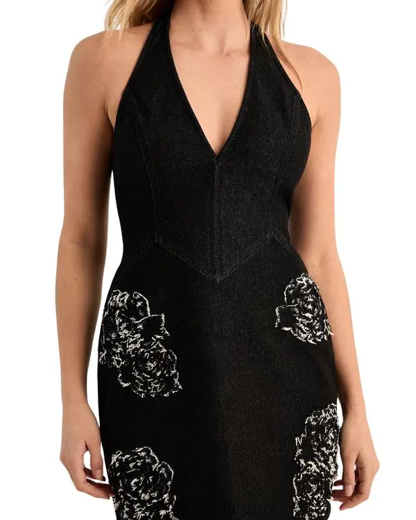 Nasty Gal Denim Halterneck Mini Dress