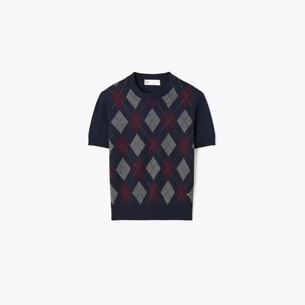 Tory Burch Merino Wool Argyle Sweater