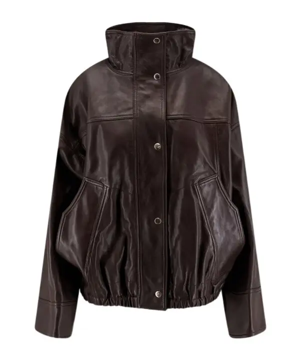 RÓHE Long-sleeved Leather Jacket - Black