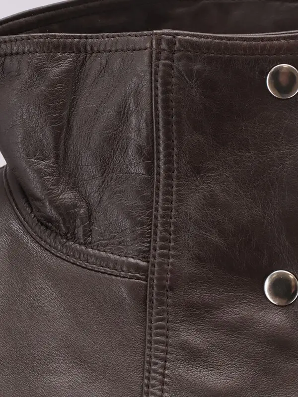 RÓHE Long-sleeved Leather Jacket - Black