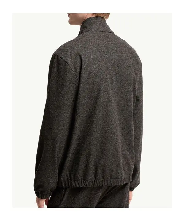 Moncler Leather Logo Zip-up Cardigan - Dark Gray