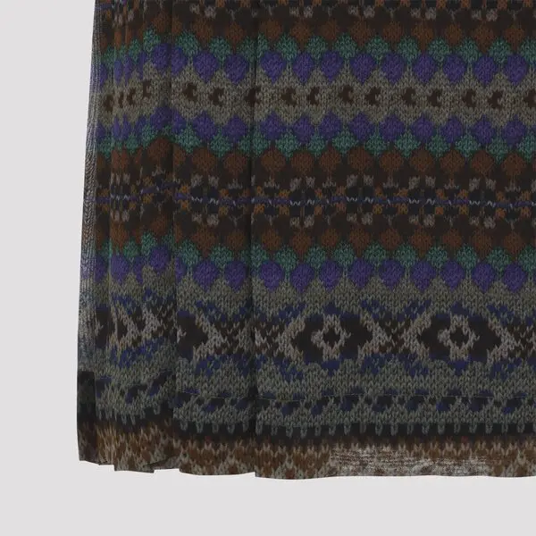 Dries Van Noten Intarsia Knit Midi Skirt - Dark Brown